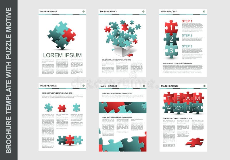 Brochure Flyer Design Template with Puzzle Stock Vector - Illustration ...