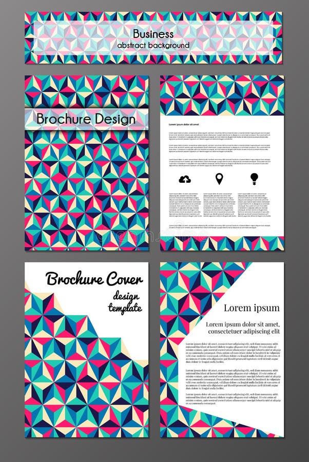 Brochure and Flyer Design Templates Set with Triangular Abstarct ...