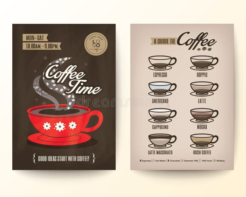 Brochure Flyer Poster Design Template Layout with Type of Coffee Stock ...