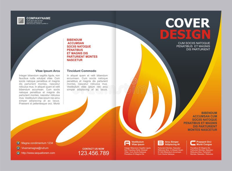 Brochure, Flyer, Template with Fire Design Stock Vector - Illustration ...