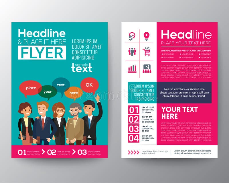 Brochure Flyer Template with Modern Business People Teamwork Concept ...