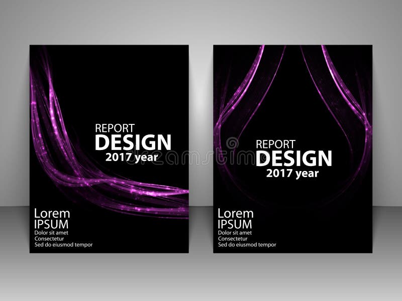 Brochure with Futuristic Light Wave. Report, Flyer, Business Layout ...