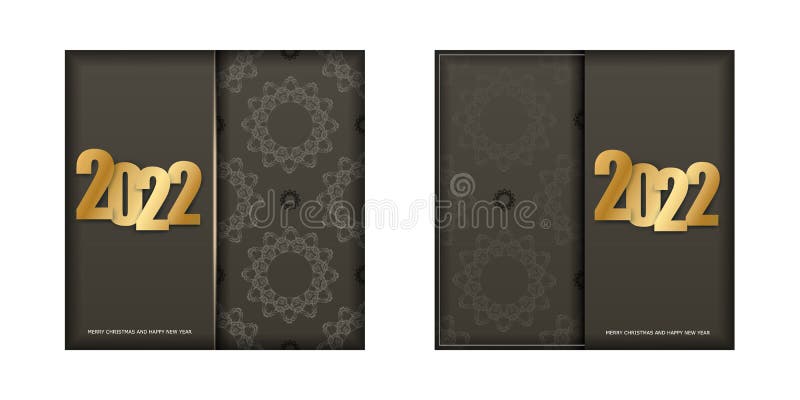 Brochure 2022 Happy New Year Brown Color with Abstract Light Pattern ...