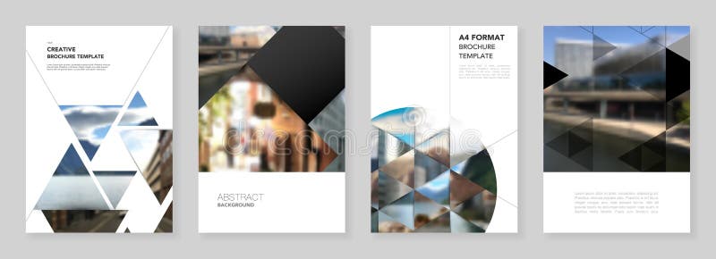 A4 Brochure Layout of Covers Design Template with Triangles, Triangular ...