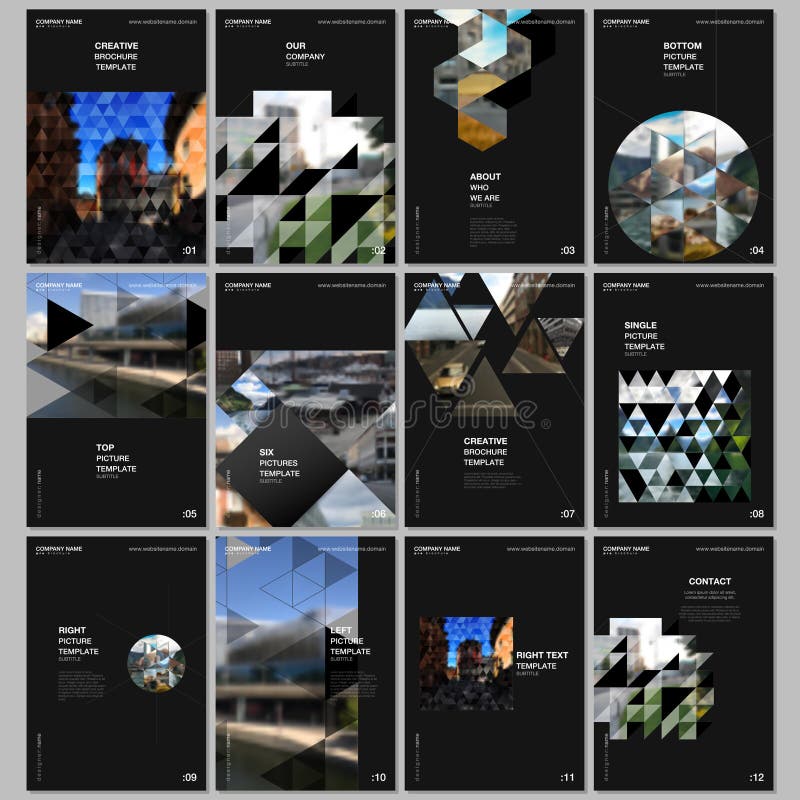 A4 Brochure Layout of Covers Design Template with Triangles, Triangular ...