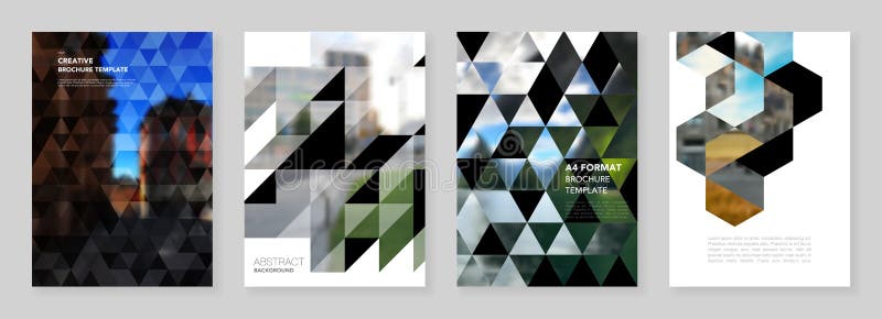 A4 Brochure Layout of Covers Design Template with Triangles, Triangular ...