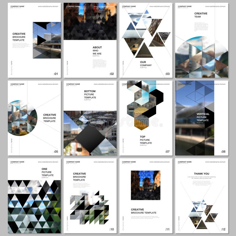 A4 Brochure Layout of Covers Design Template with Triangles, Triangular ...