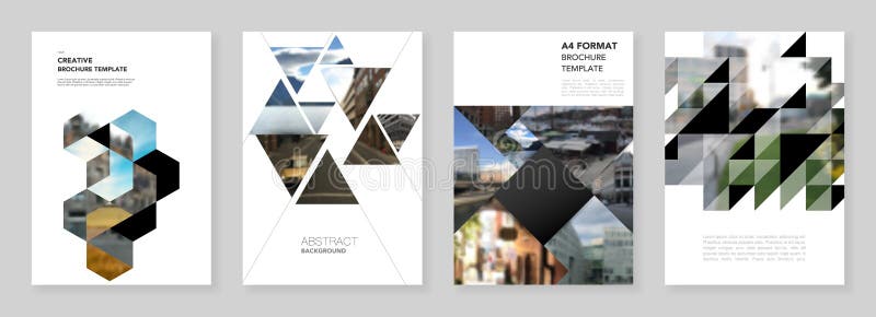 A4 Brochure Layout of Covers Design Template with Triangles, Triangular ...