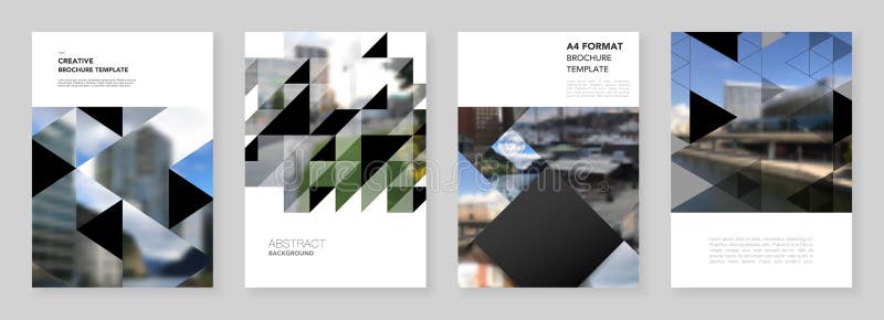 A4 Brochure Layout of Covers Design Template with Triangles, Triangular ...