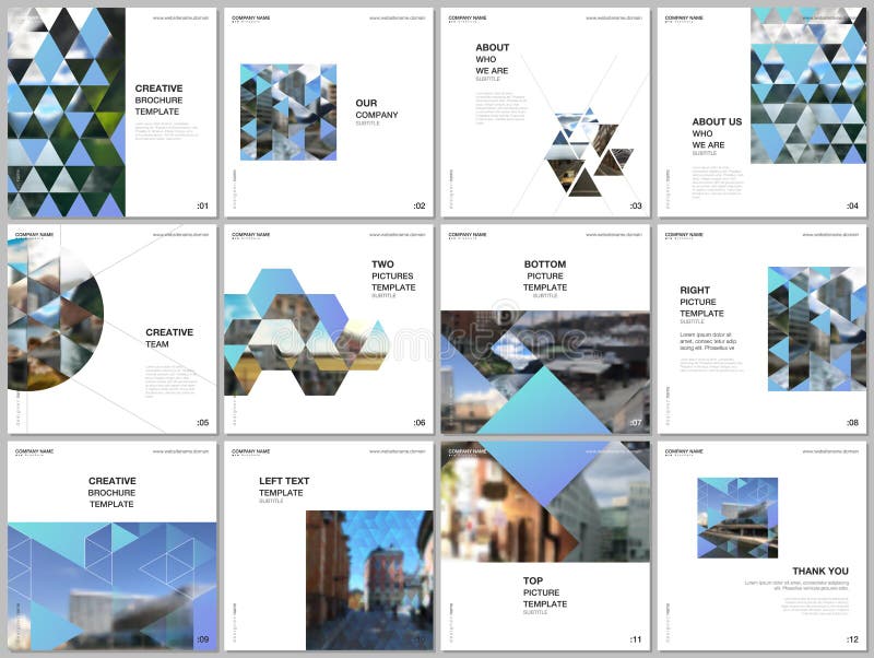 Brochure Layout of Square Covers Design Templates with Triangles ...