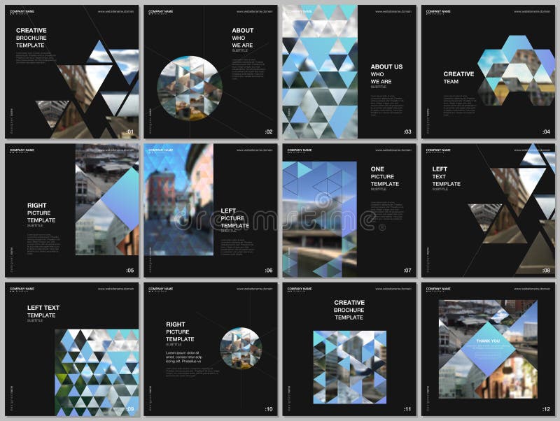 Brochure Layout of Square Covers Design Templates with Triangles ...