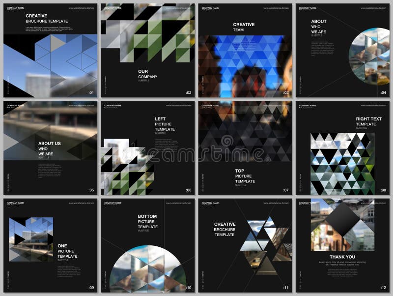 Brochure Layout of Square Covers Design Templates with Triangles ...
