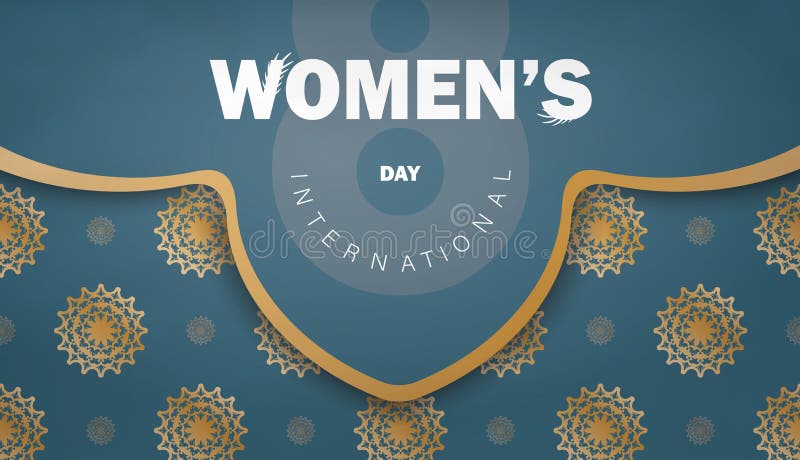 Brochure March 8 Blue with Abstract Gold Pattern Stock Vector ...