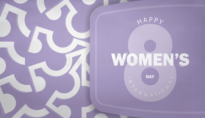 Brochure 8 March Purple with Vintage White Pattern Stock Vector ...