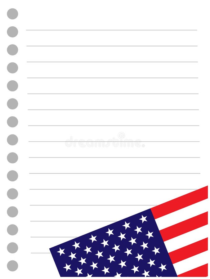 American Flag Symbols Corner on a Notebook Sheet. Stock Vector ...