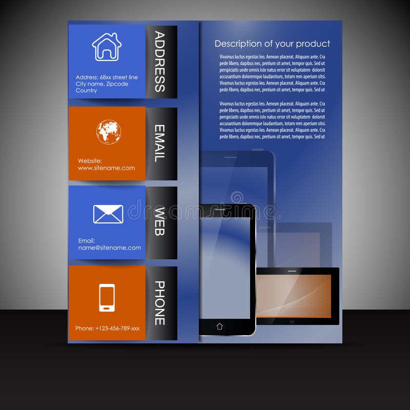 Brochure Presentation Template with Electronic Elements Stock Vector ...