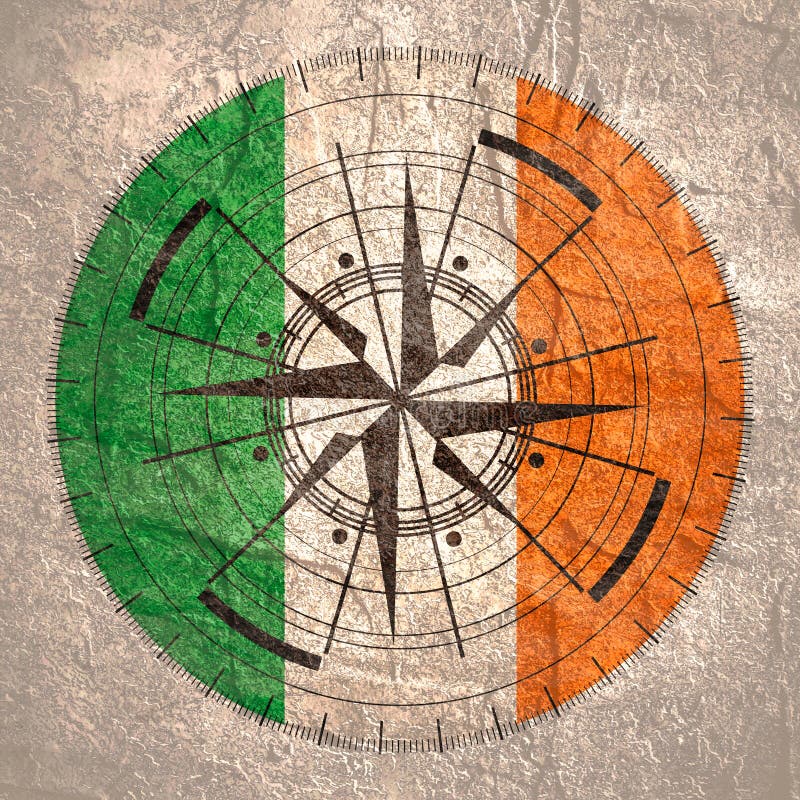 Compass Symbol on Geometry Pattern and National Flag Stock Image ...