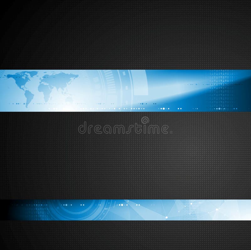 Brochure Tech Template with Blue Banner Elements Stock Vector ...