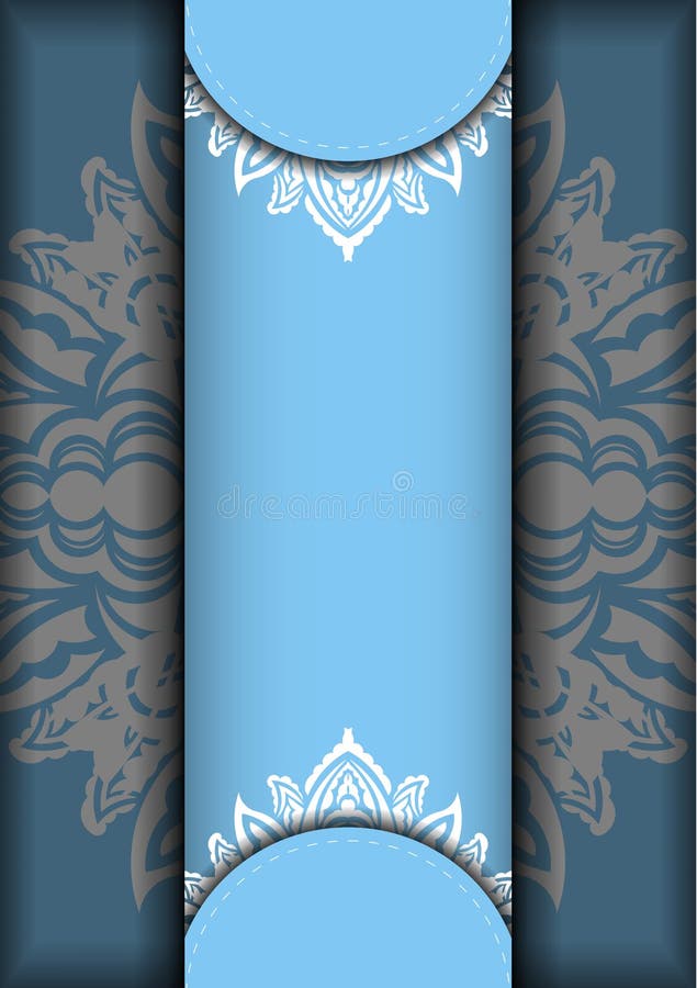 Brochure Template in Blue with Indian White Pattern is Ready for ...