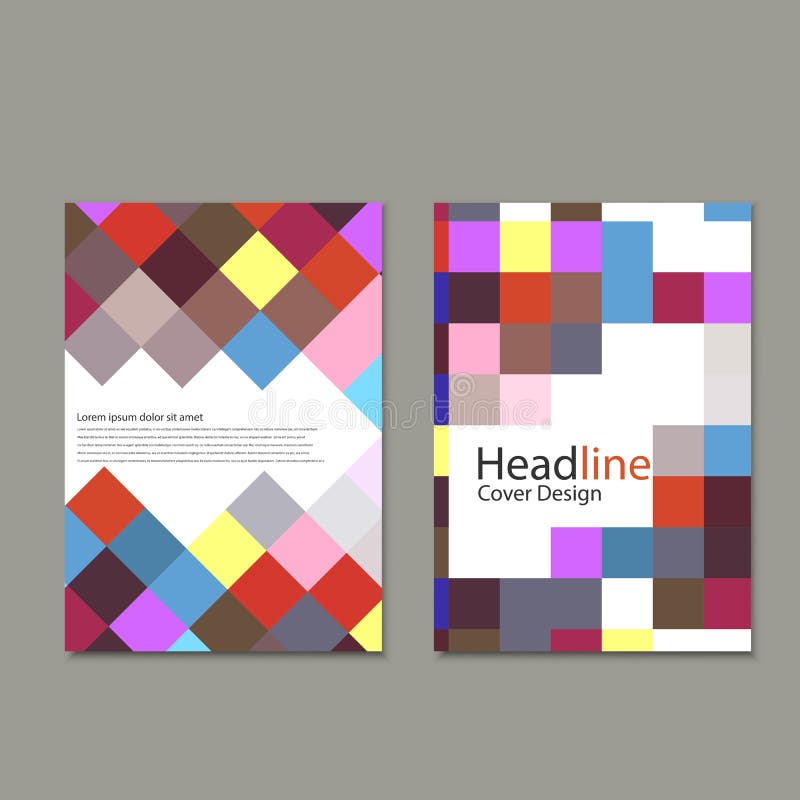 Brochure Template Design with Squares and Rectangles Stock Vector ...