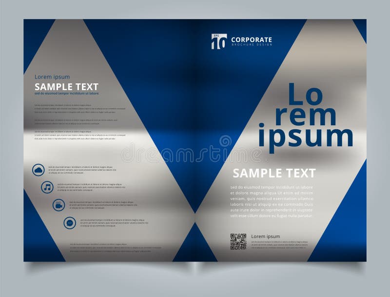 Brochure Template Geometric Triangle Blue Color with Image Background ...