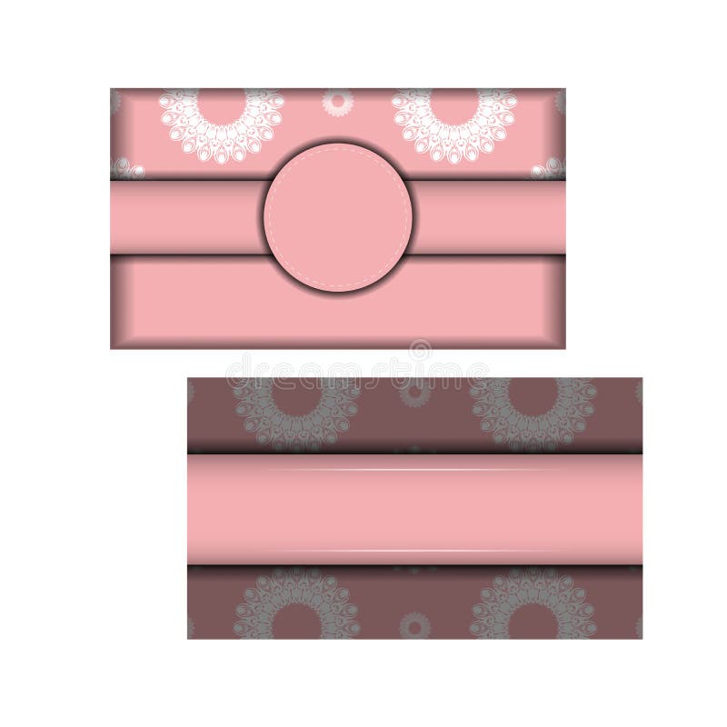 Brochure Template in Pink Color with Vintage White Pattern for Your ...