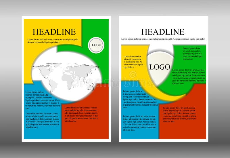 Brochure Template with World Map Stock Vector - Illustration of ...