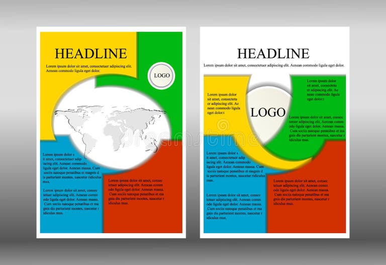 Brochure Template with World Map Stock Vector - Illustration of ...