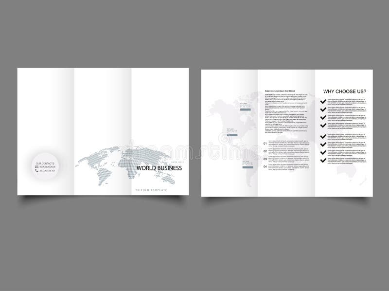Brochure with World Map. Trifold Flyer for Business Stock Vector ...