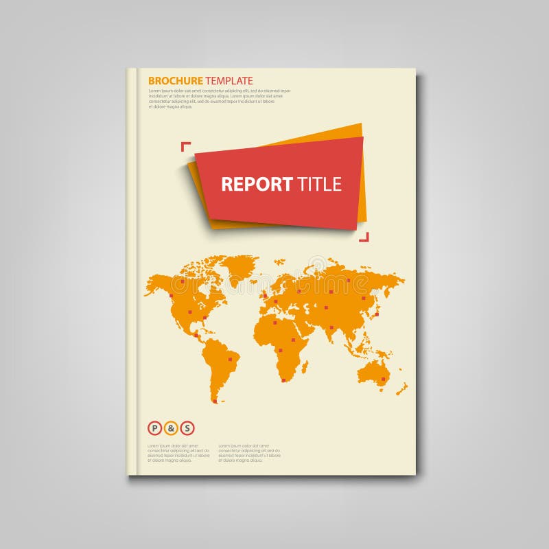 Brochures Book or Flyer with World Map in Orange Red Design Stock ...