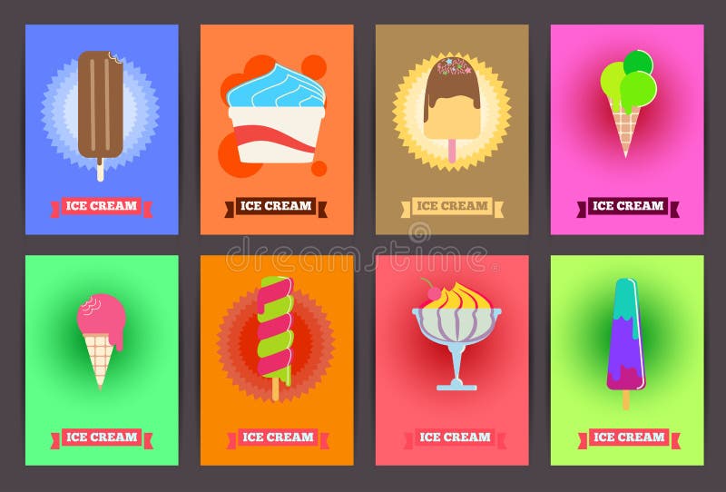Brochures with Ice Cream. Vector Templates Stock Vector - Illustration ...