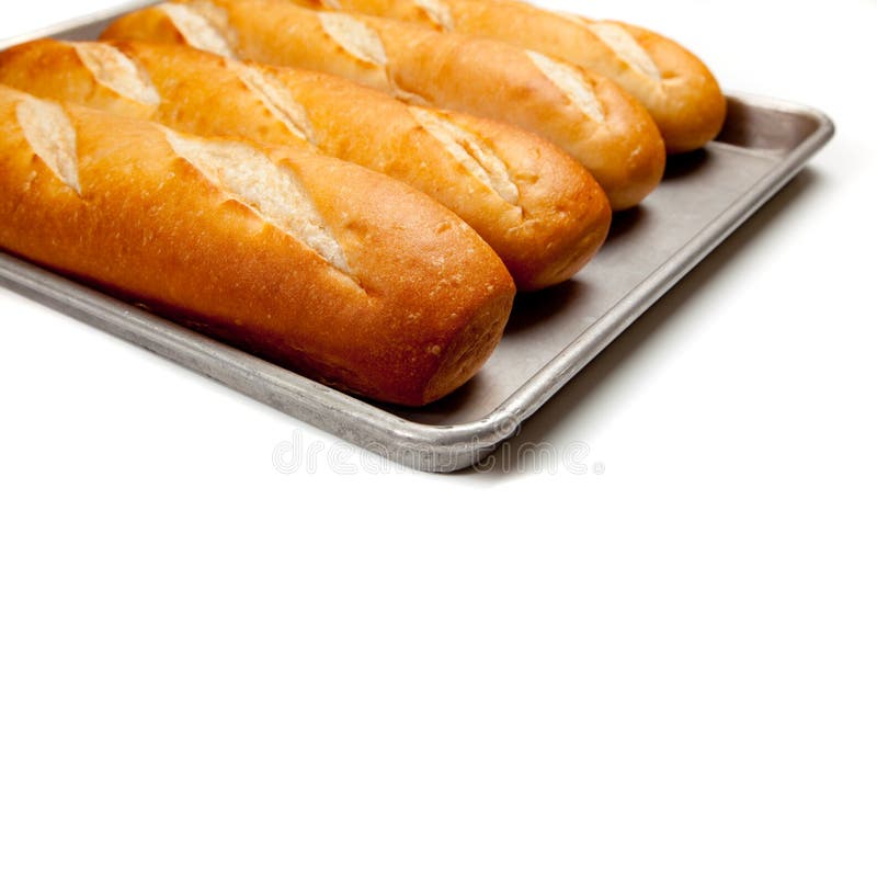 Broden Van Frans Brood Op Een Bakselblad Stock Afbeelding - Image of ...