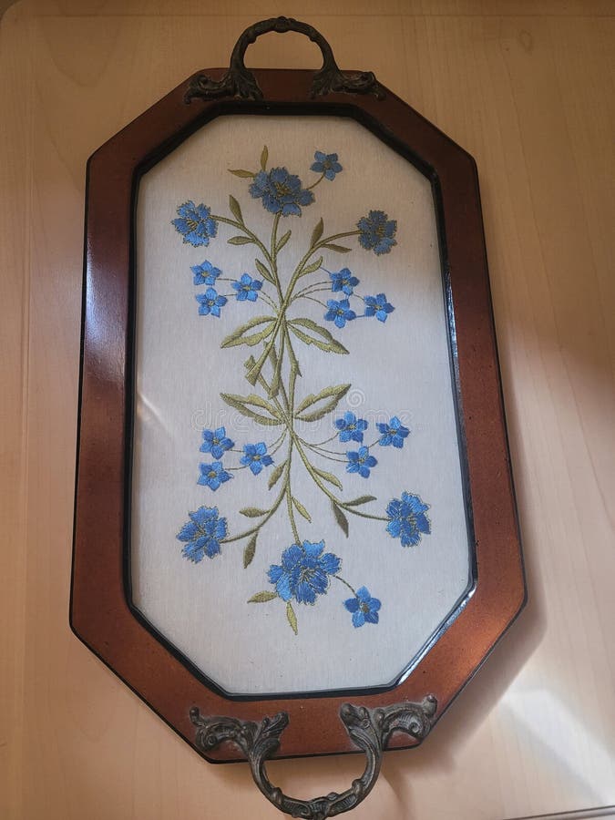 Brodery on the table stock photo. Image of azure, brodery - 243187838