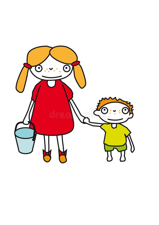 Broer en zuster vector illustratie. Illustration of helpen - 11372997