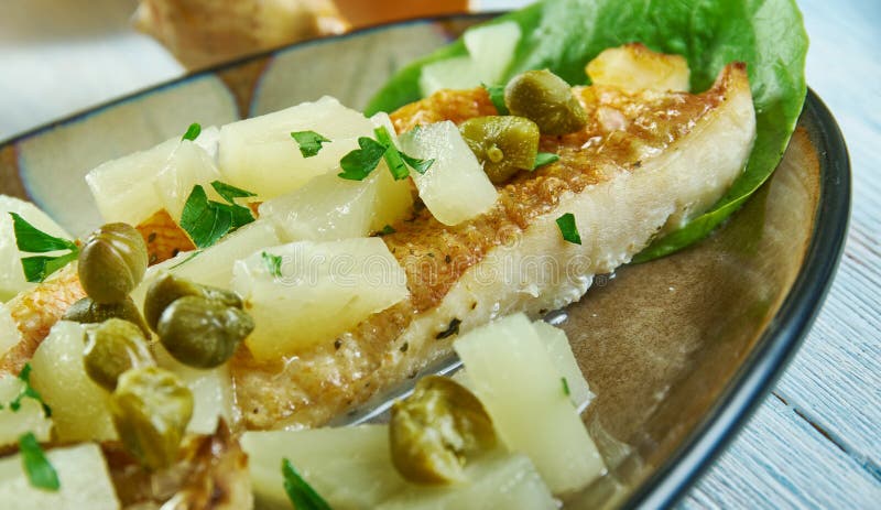 Broiled Snapper with Pineapple Salsa Stock Photo - Image of deep ...