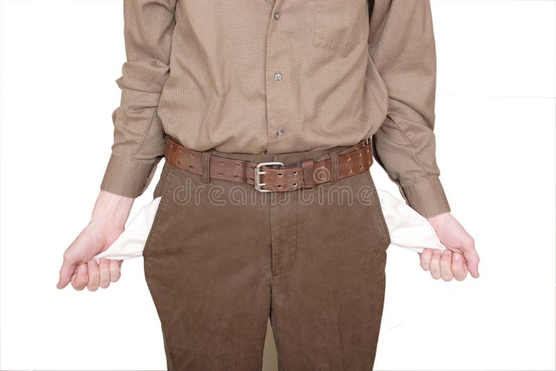 Man turns his pockets out stock image. Image of precarious - 47058911