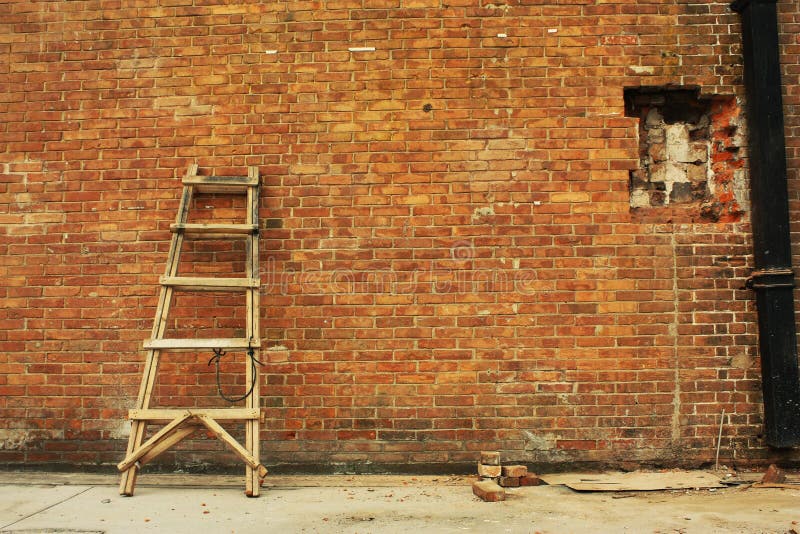 Broke Brick Wall and Ladder Stock Photo - Image of brick, wall: 13914408