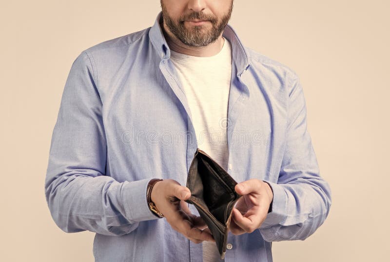 Broke Man Showing Empty Wallet at Hand. Photo of Broke Man with Wallet ...