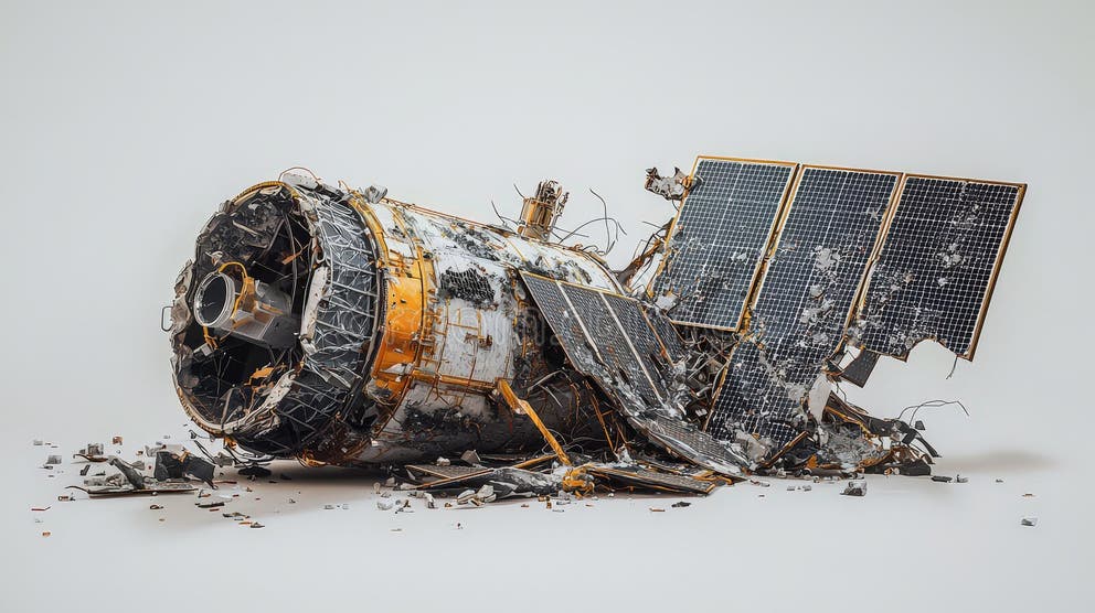 Broken Airplane with Solar Panel on the Side Abandoned in a Field Under ...