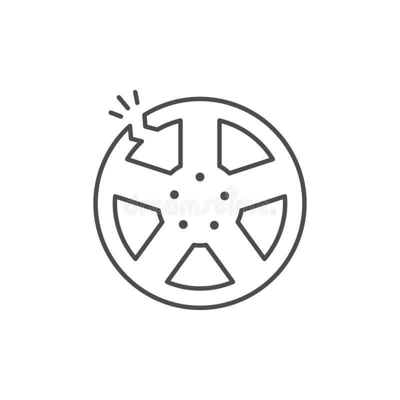 Broken Alloy Disc Line Icon Stock Vector - Illustration of broken ...