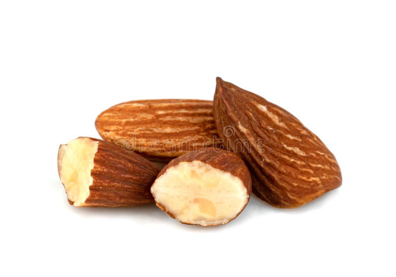 Broken Almonds Natural Roasted Isolated on White Background Stock Photo ...