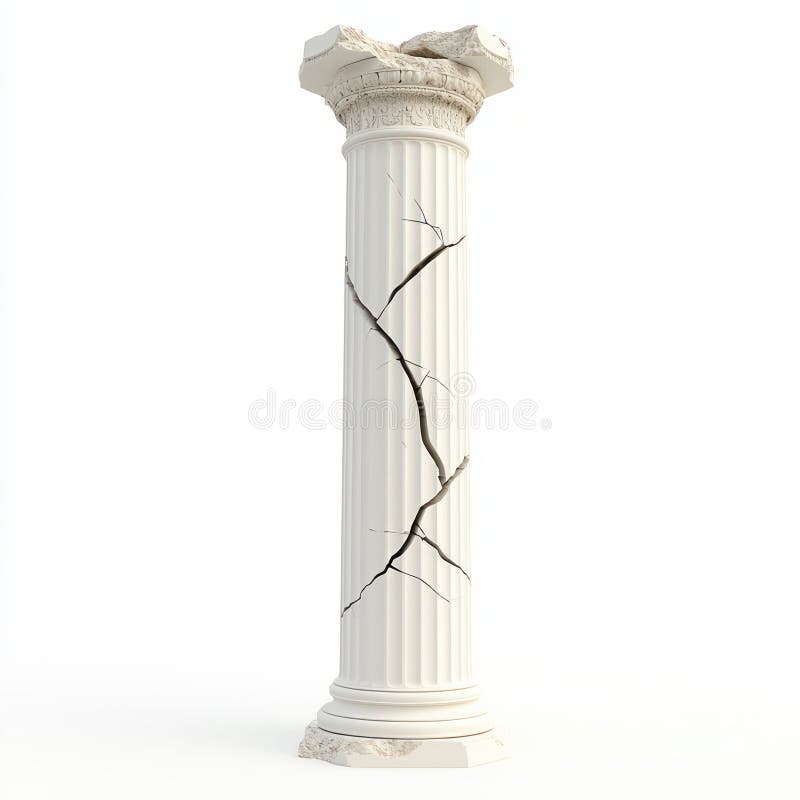 Broken Ancient Column Isolated on White Stock Illustration ...
