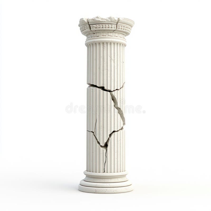 Broken Ancient Column Isolated on White Stock Illustration ...