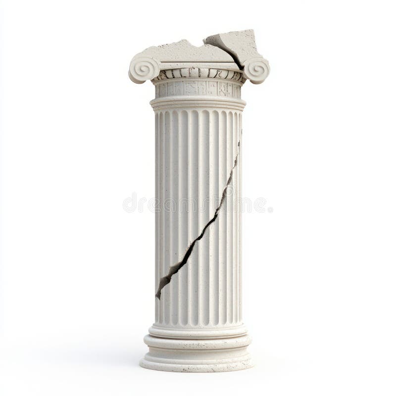 Broken Ancient Column Isolated on White Stock Illustration ...