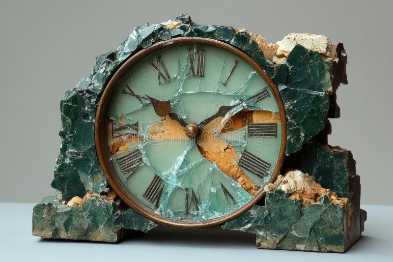 Shattered Antique Clock: Time S Broken Passage Stock Illustration ...