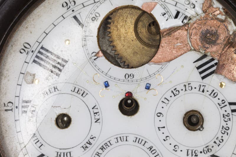 Broken Antique Pocket Watch Detail Stock Image - Image of broken, round ...