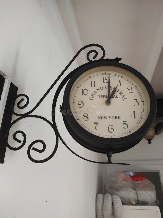 Broken Antique Wall Clock Mounted on the Wall Stock Image - Image of ...