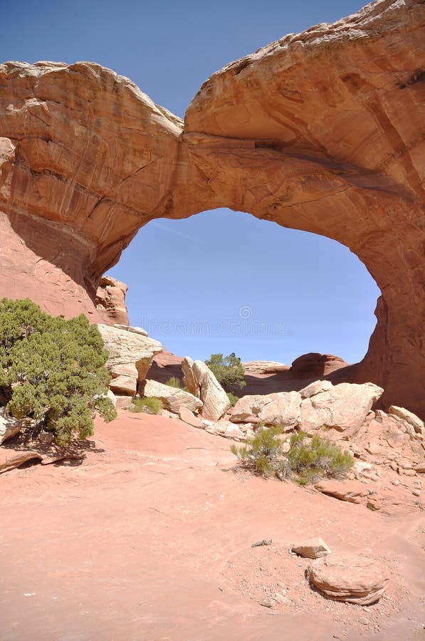 Broken Arch in Arches National Park Stock Photo - Image of vertical ...