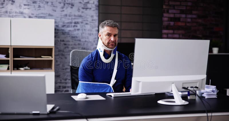 Broken Arm Injury Accident. Man in Office Stock Photo - Image of ...