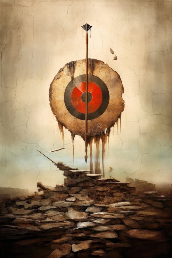 Broken Arrow on a Target, Symbolizing Missed Goals Stock Illustration ...